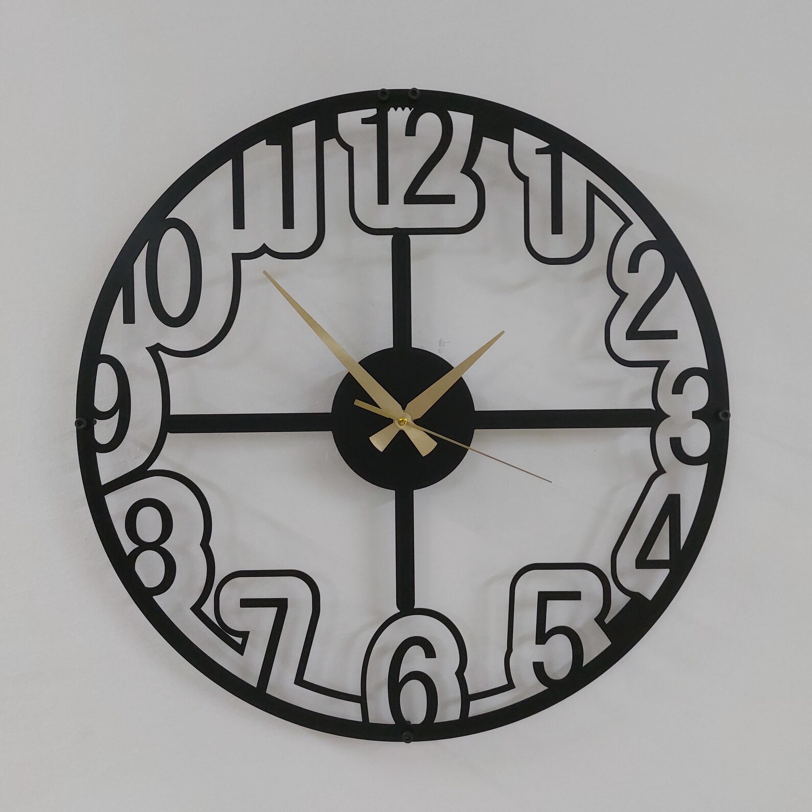 Metal Wall Clock With Latin Number, Black Modern Metal Wall Clock ...