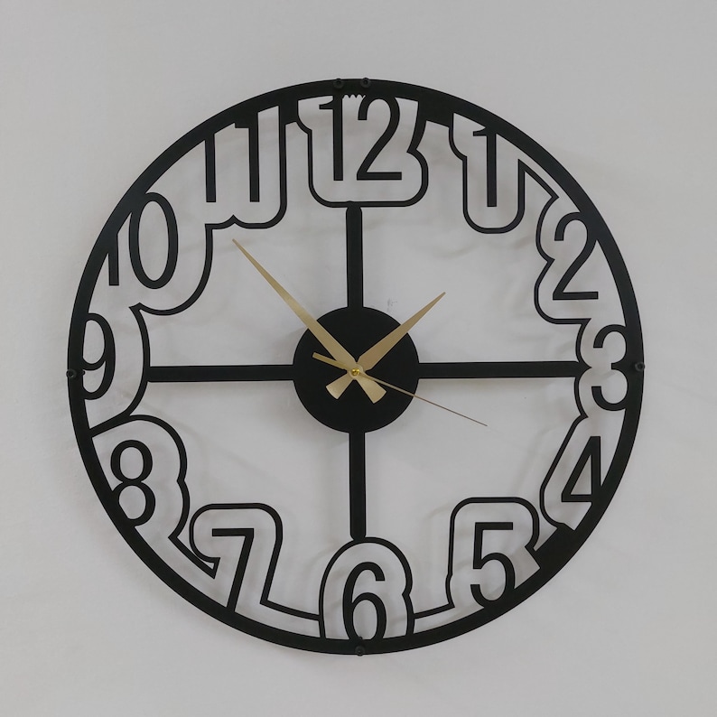 Metal Wall Clock With Latin Number, Black Modern Metal Wall Clock ...