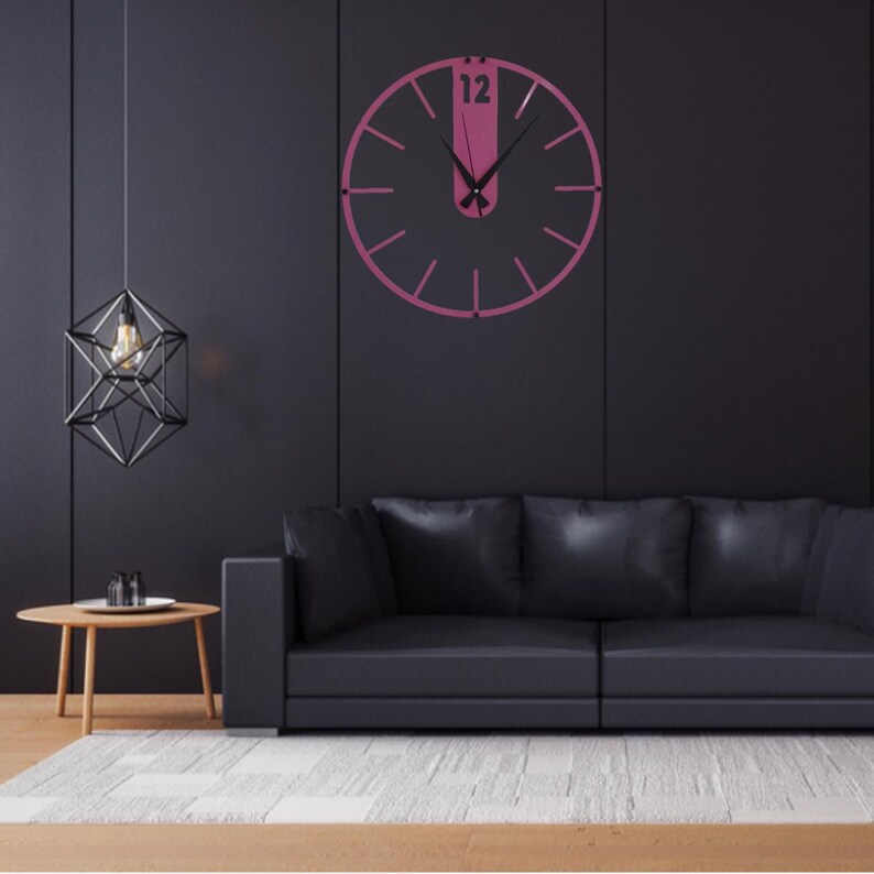 Large Pink Metal Wall Clock, Latin Numeral Pink Metal Wall Clock ...