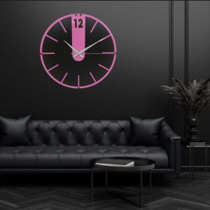 Pink Metal Wall Clock, Pink Color Wood and Metal Wall Clock, Unique ...
