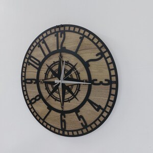 Large Compass Metal Wall Clock,wooden Compass Wall Clock,unique With ...