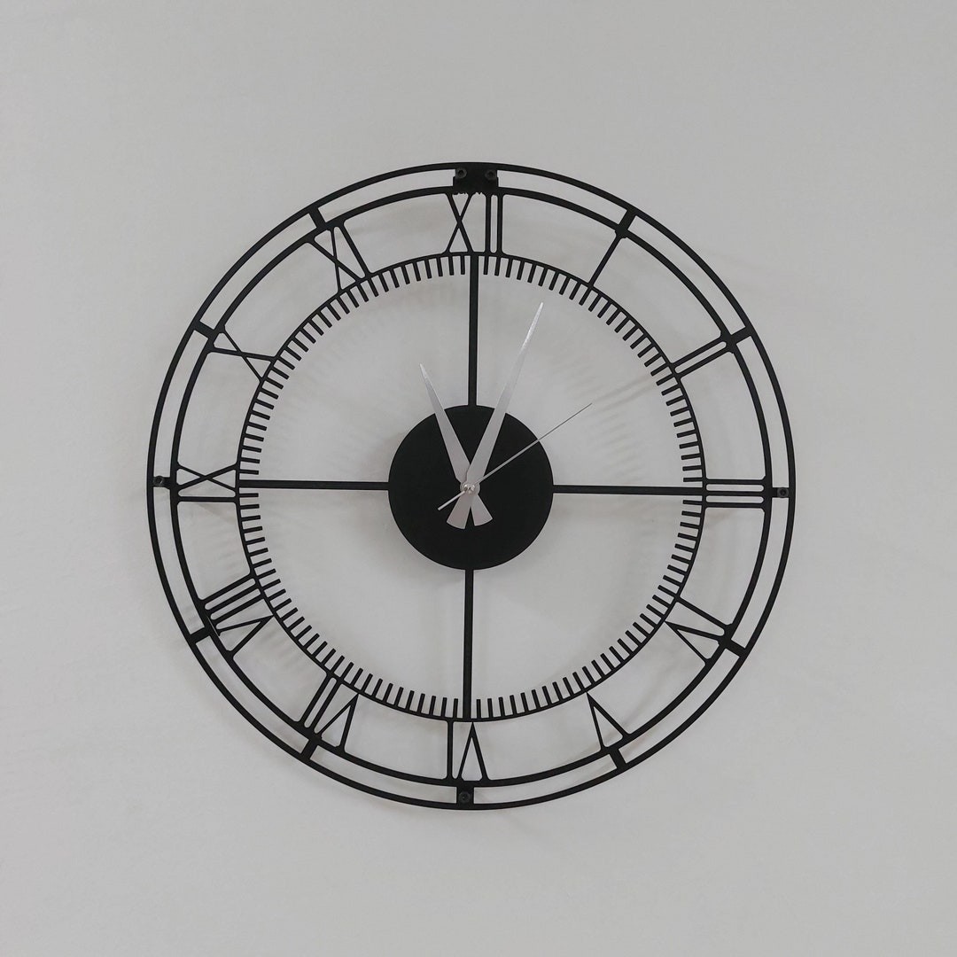 Black Roman Round Decorative Metal Wall Clock,metal Wall Clock With ...