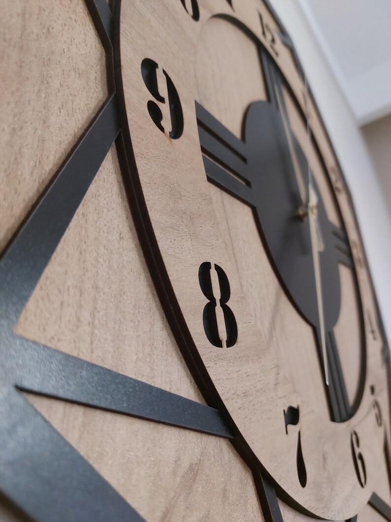 Handmade Wooden Wall Clock, Layered Clock With Numbers, Wooden Wall ...