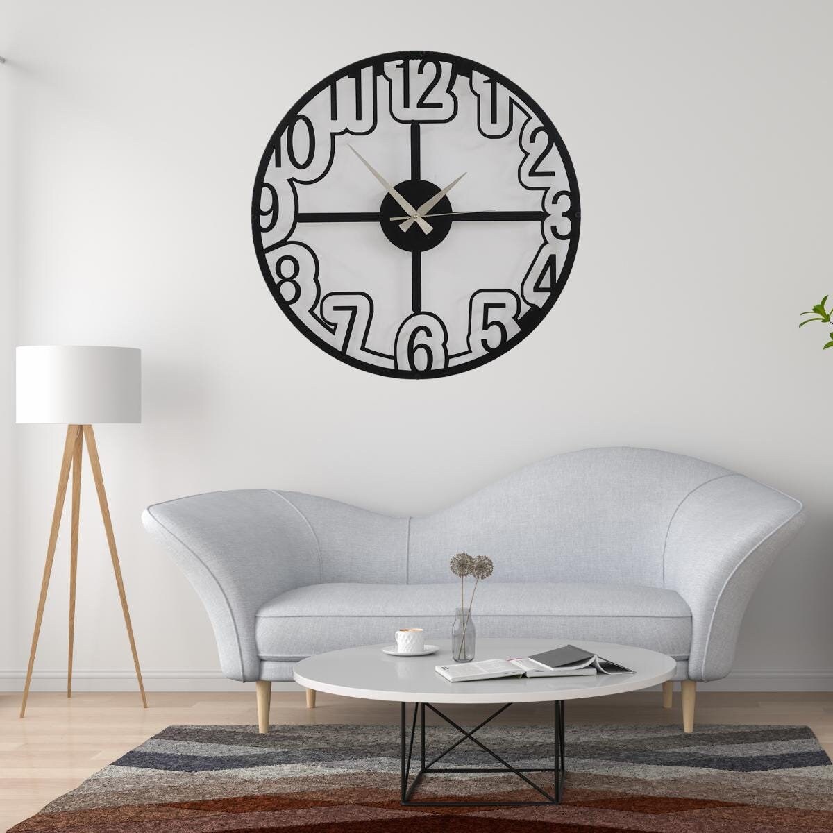 Metal Wall Clock With Latin Number, Black Modern Metal Wall Clock ...