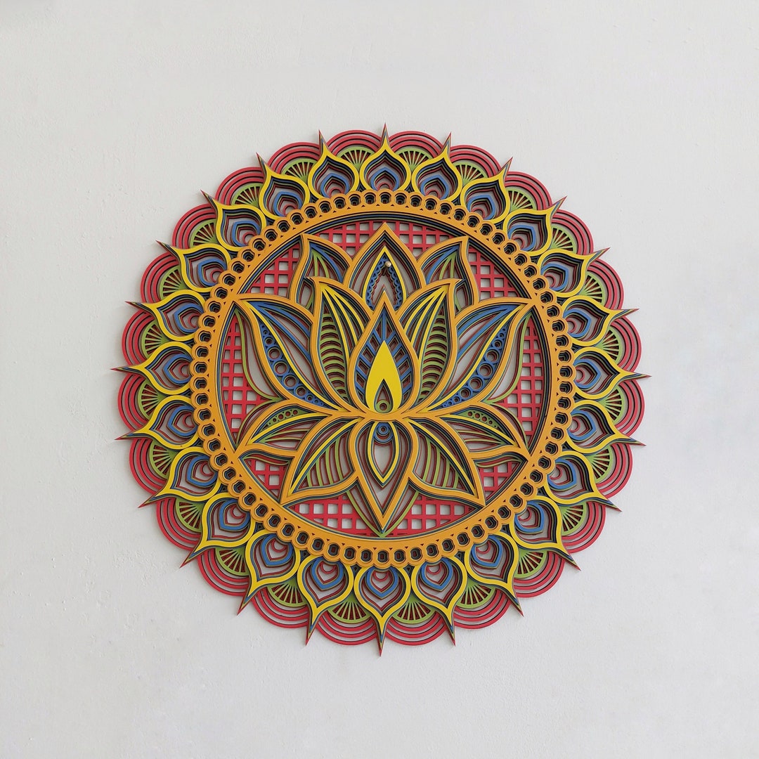 Flower Design Mandala, Multi-layer Wooden Mandala, Multi-color Mandala ...