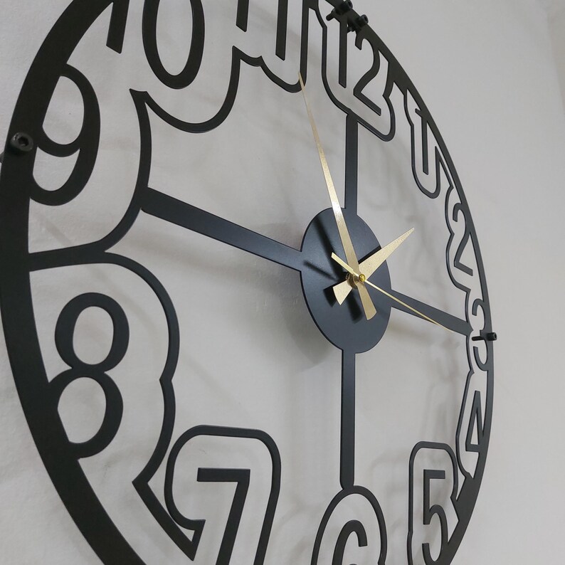 Metal Wall Clock With Latin Number, Black Modern Metal Wall Clock ...