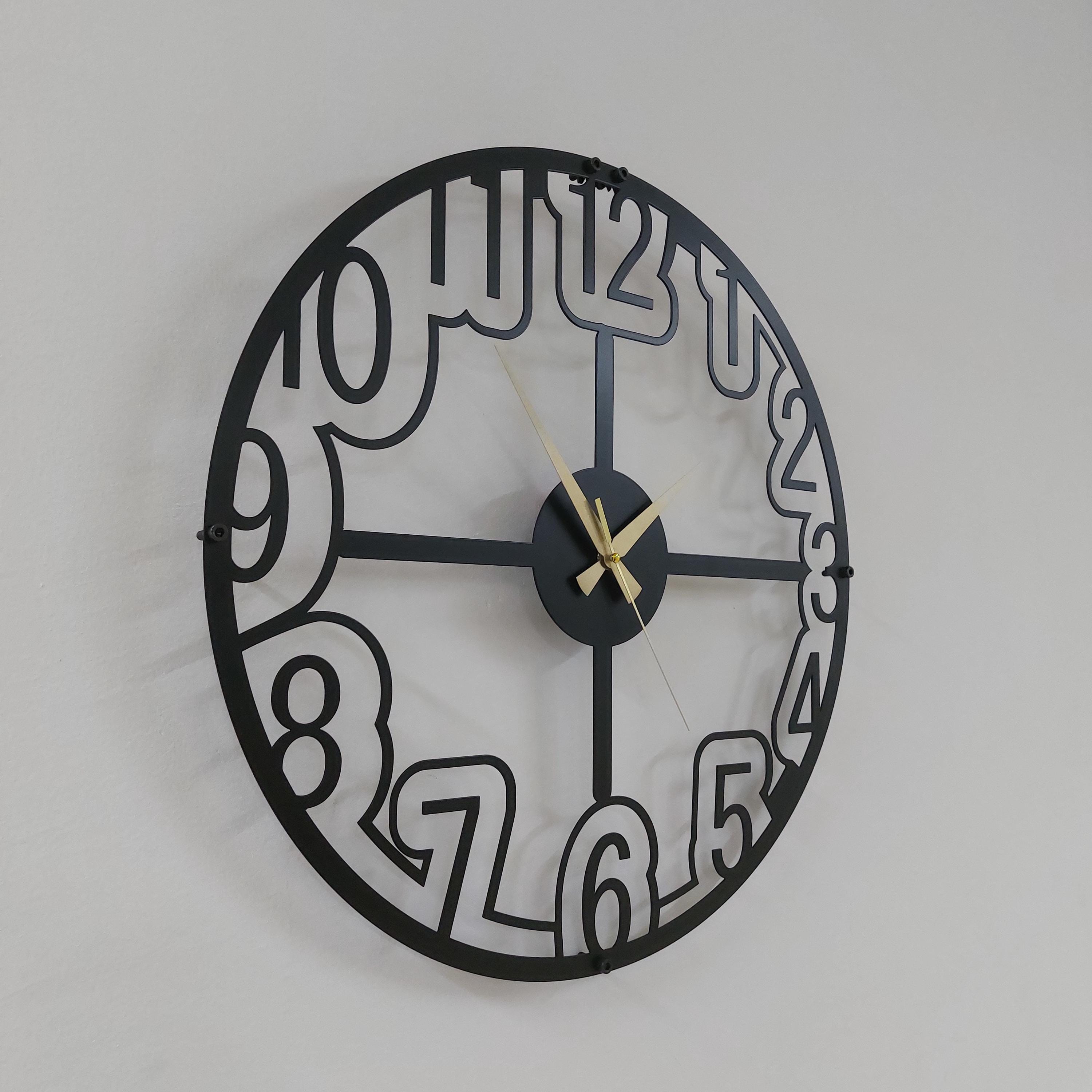 Metal Wall Clock With Latin Number, Black Modern Metal Wall Clock ...