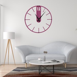 Large Pink Metal Wall Clock, Latin Numeral Pink Metal Wall Clock ...
