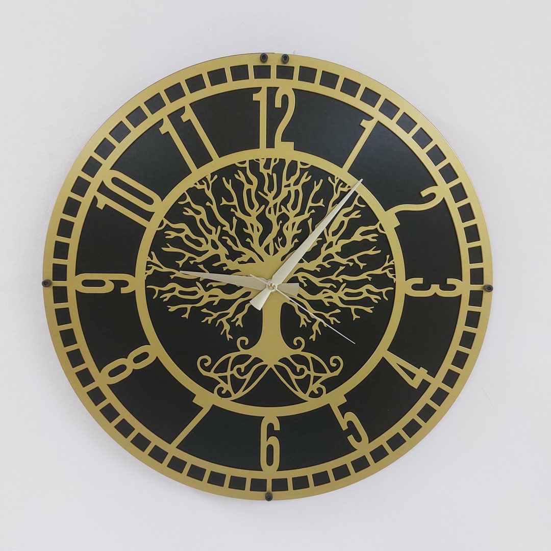 Large Metal Tree of a Life Clock, Viking Tree Decorative Clock ,gold ...