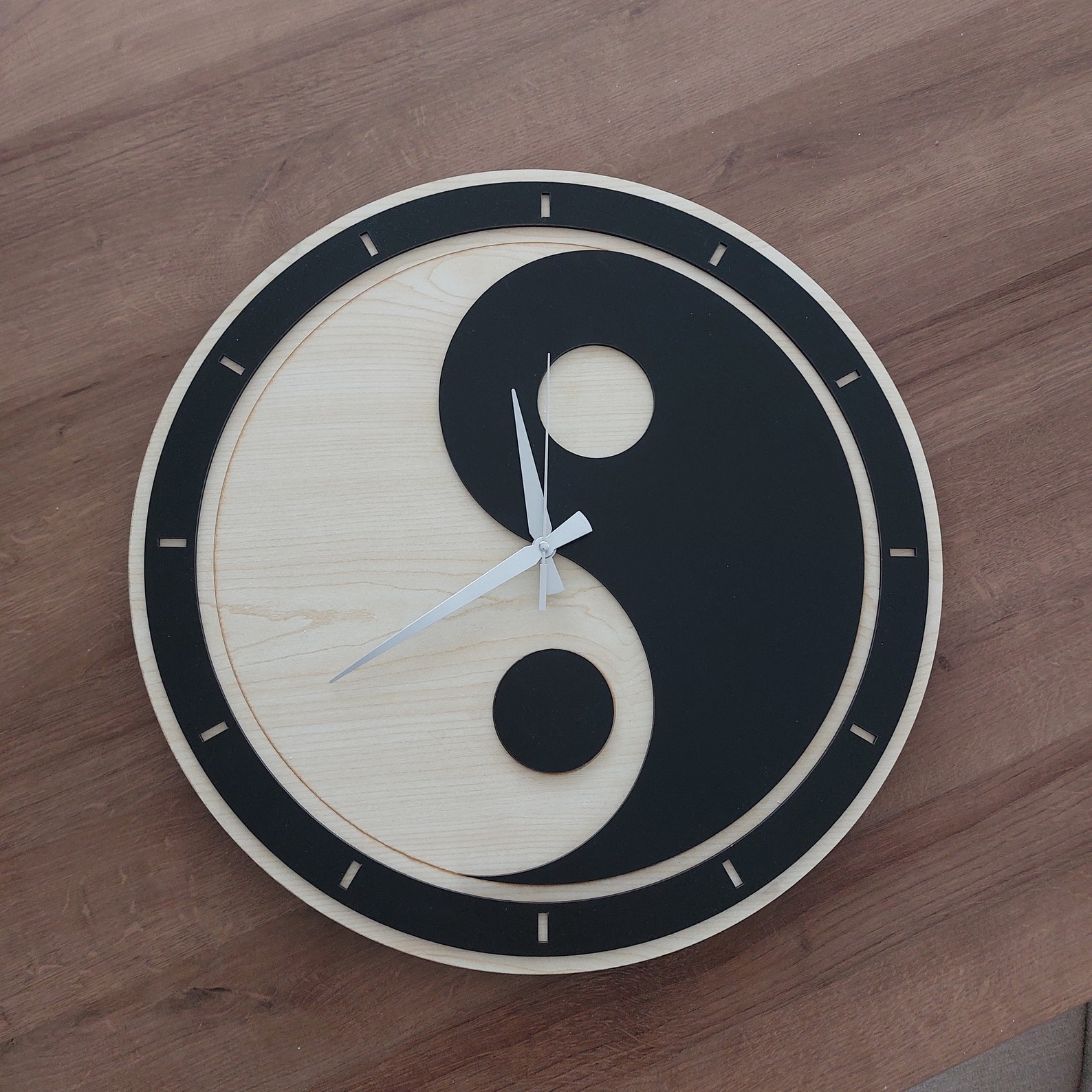 Ying Yang Wooden Wall Clock, Wooden Wall Clock, Wall Clock, Ying Yang ...