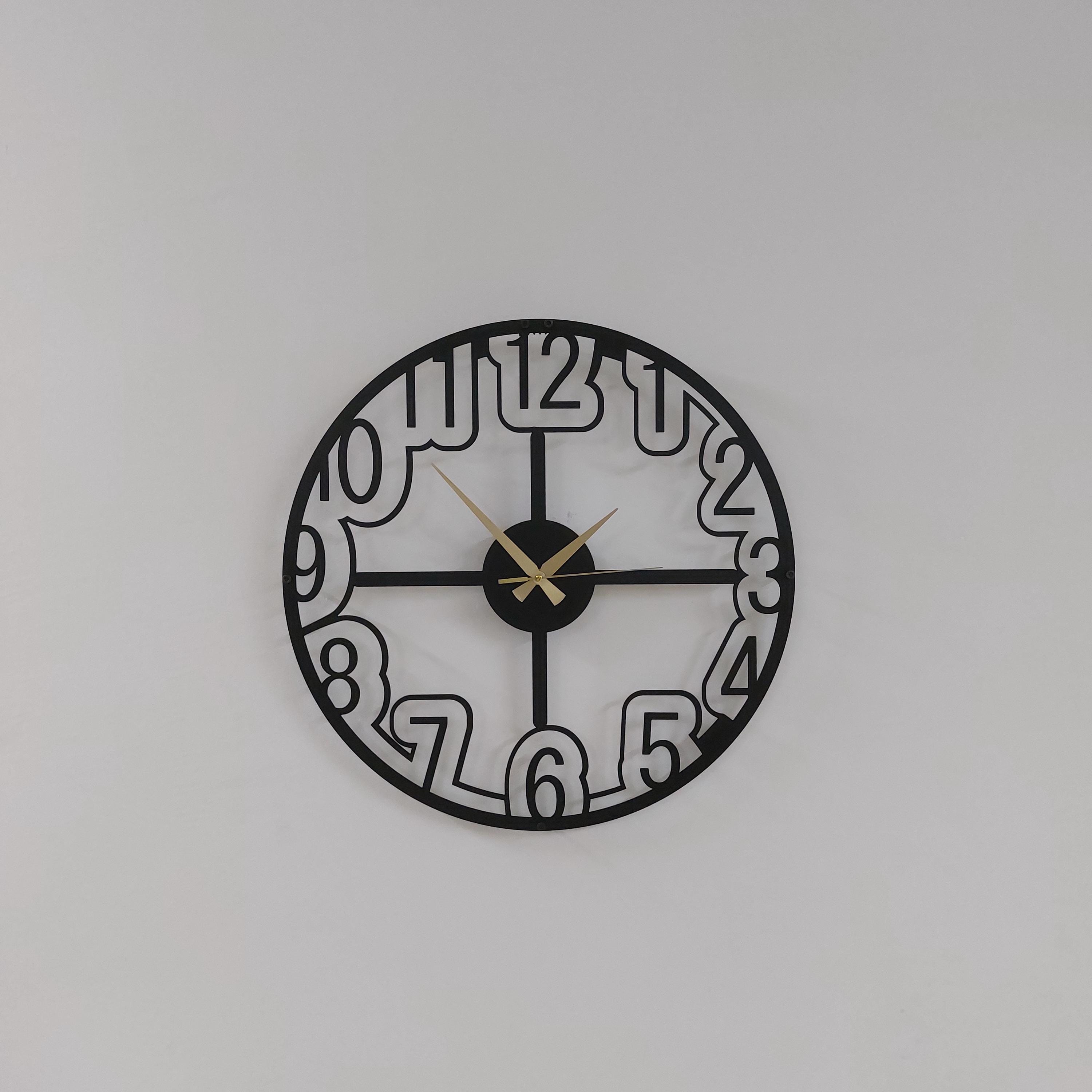 Metal Wall Clock With Latin Number, Black Modern Metal Wall Clock ...