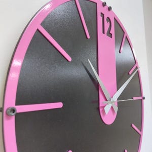 Pink Metal Wall Clock, Pink Color Wood and Metal Wall Clock, Unique ...