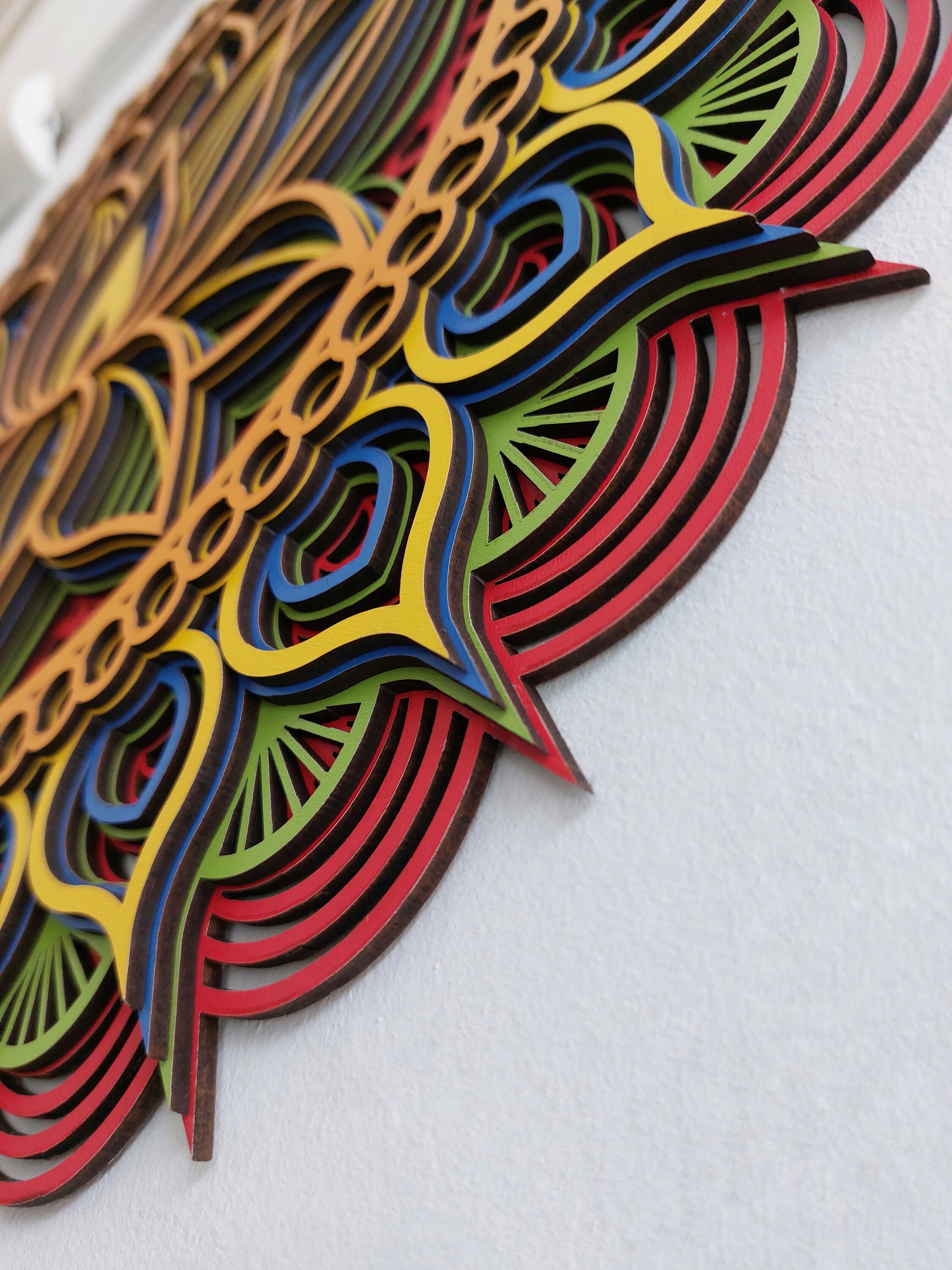 Flower Design Mandala, Multi-layer Wooden Mandala, Multi-color Mandala ...