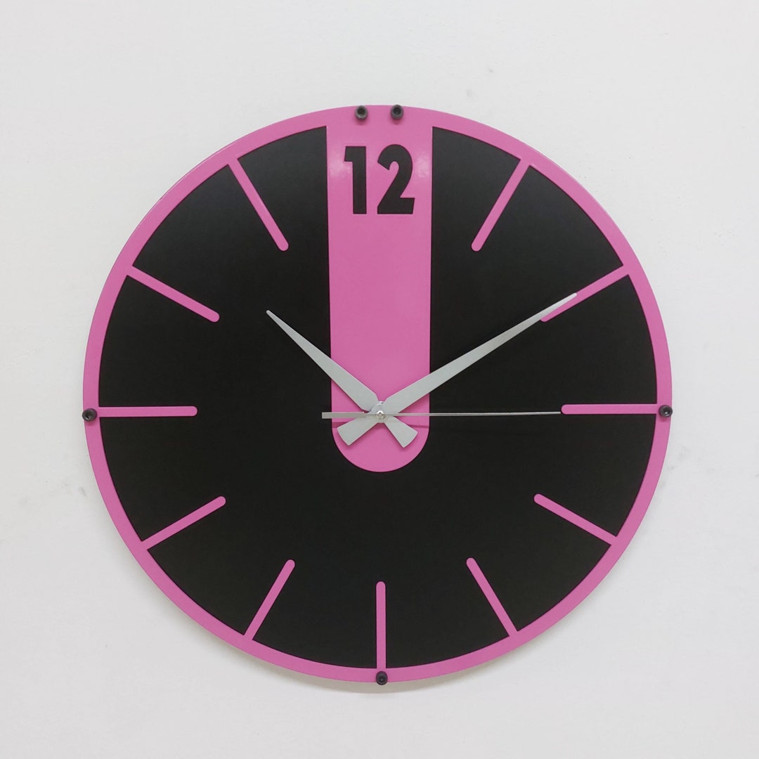 Pink Metal Wall Clock, Pink Color Wood and Metal Wall Clock, Unique ...