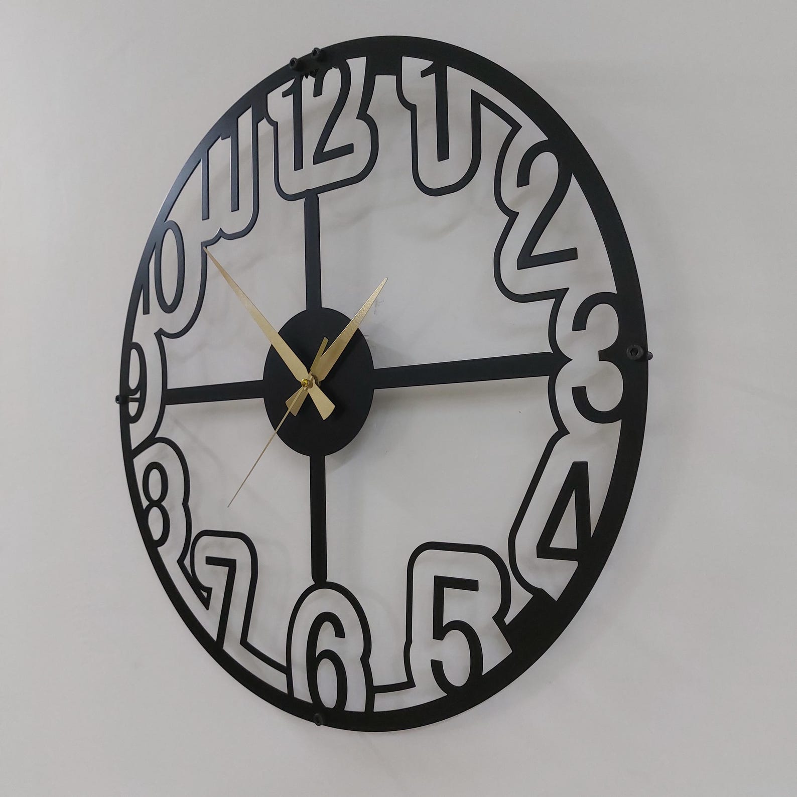 Metal Wall Clock With Latin Number, Black Modern Metal Wall Clock ...