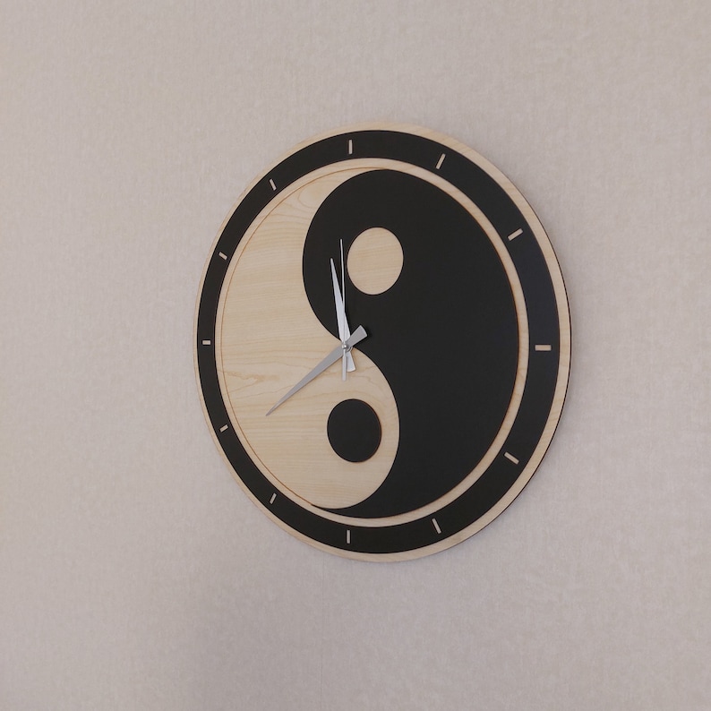 Ying Yang Wooden Wall Clock, Wooden Wall Clock, Wall Clock, Ying Yang ...