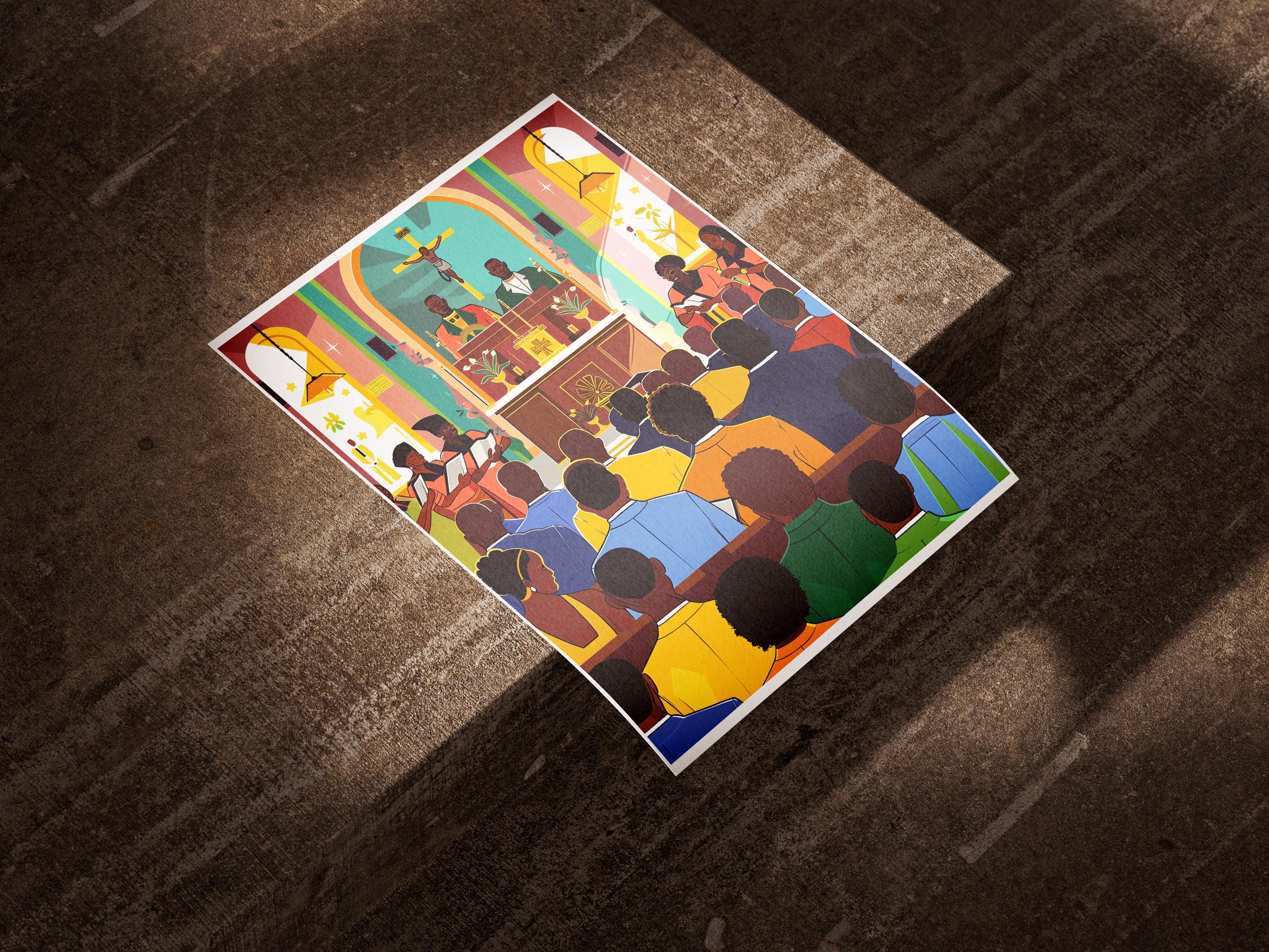 Christ Church Poster, Christian Art, Follow Jesus Art, African American ...