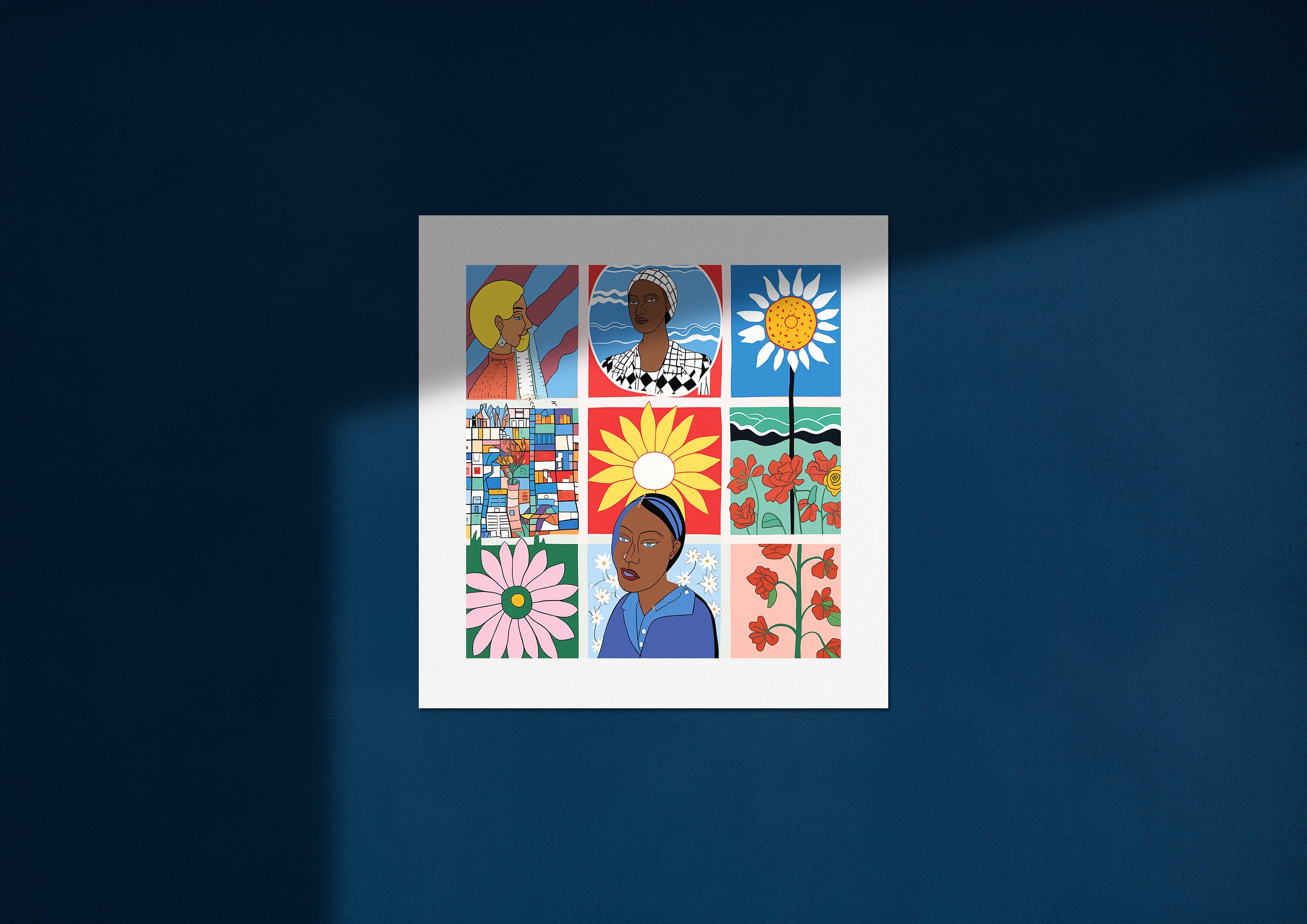 Faith Ringgold Style Poster, Feminist Art, Daisies Print, Social ...