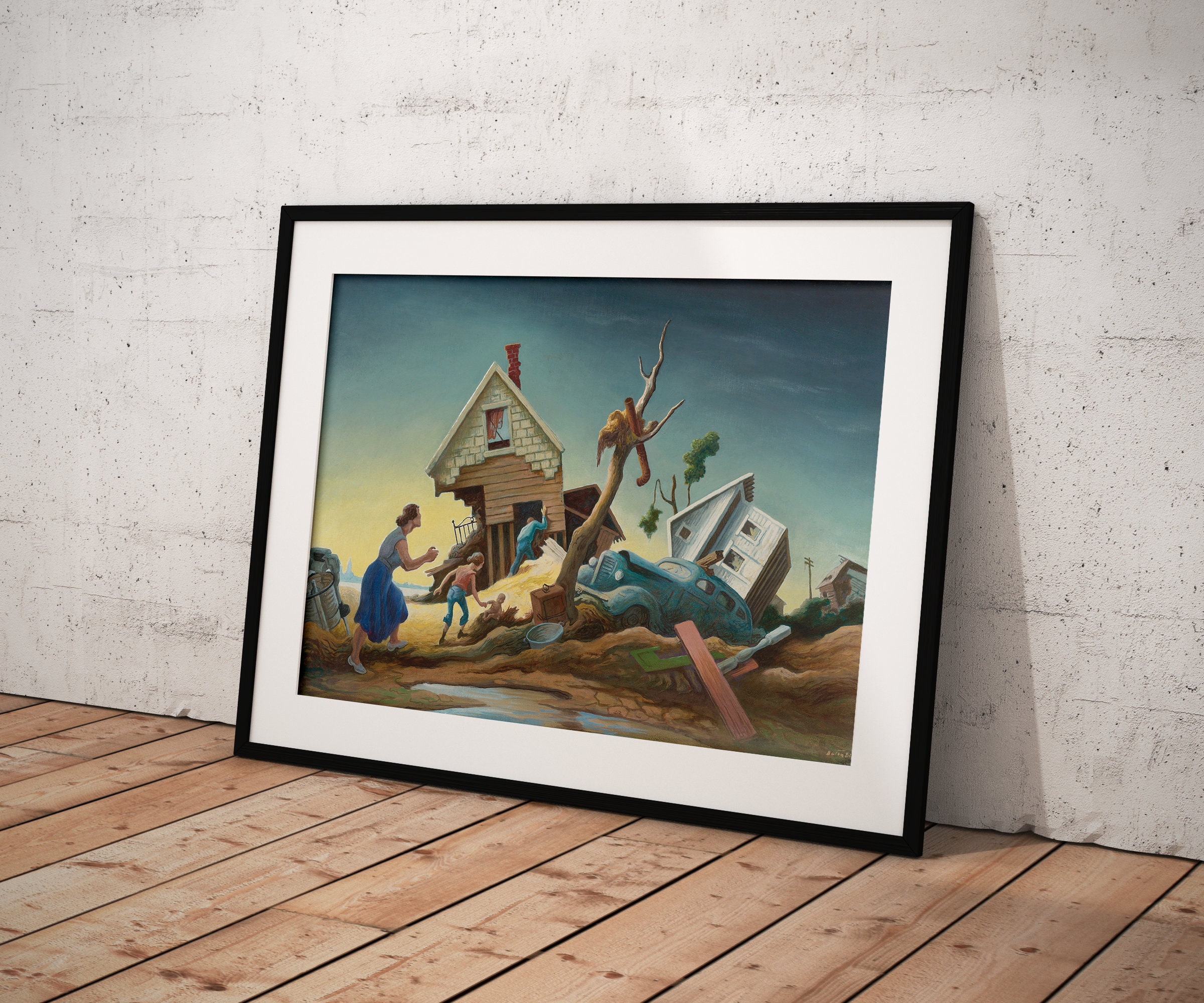 Thomas Hart Benton Original, Flood Disaster, Exhibition Art, Social ...