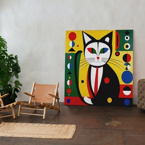 Joan Miro Style Black Cat, Miro Paint, Black Cat Print, Gift for Him ...