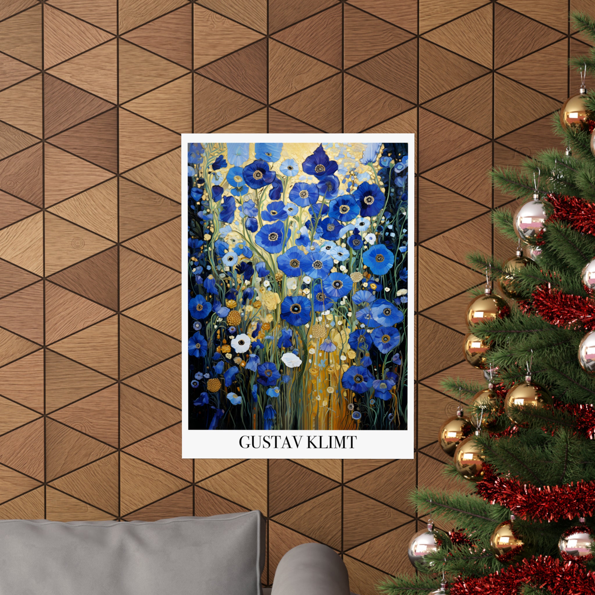 Gustave Klimt Art, Blue Flower Poster, Botanical Wall Art, Klimt ...