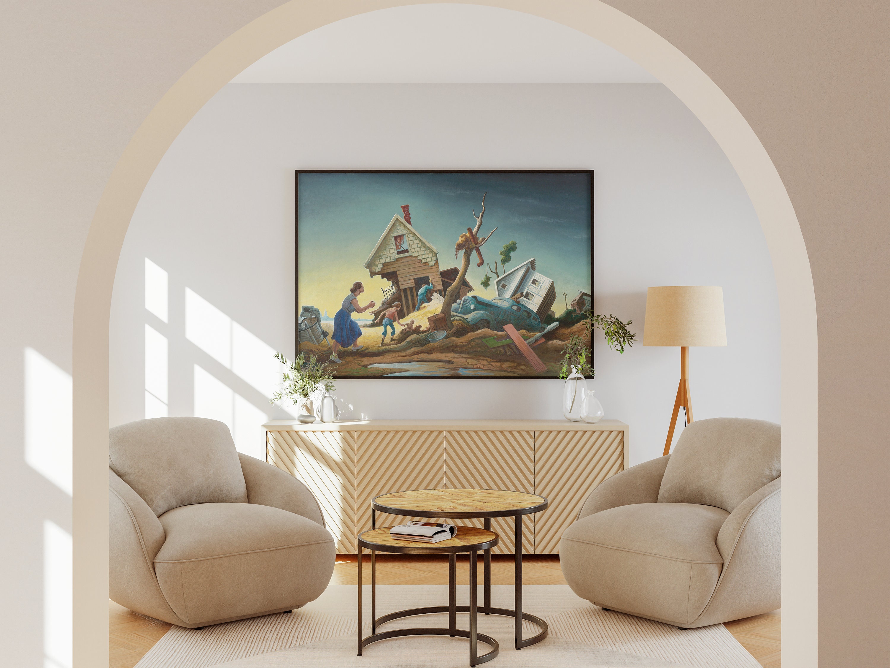 Thomas Hart Benton Original, Flood Disaster, Exhibition Art, Social ...