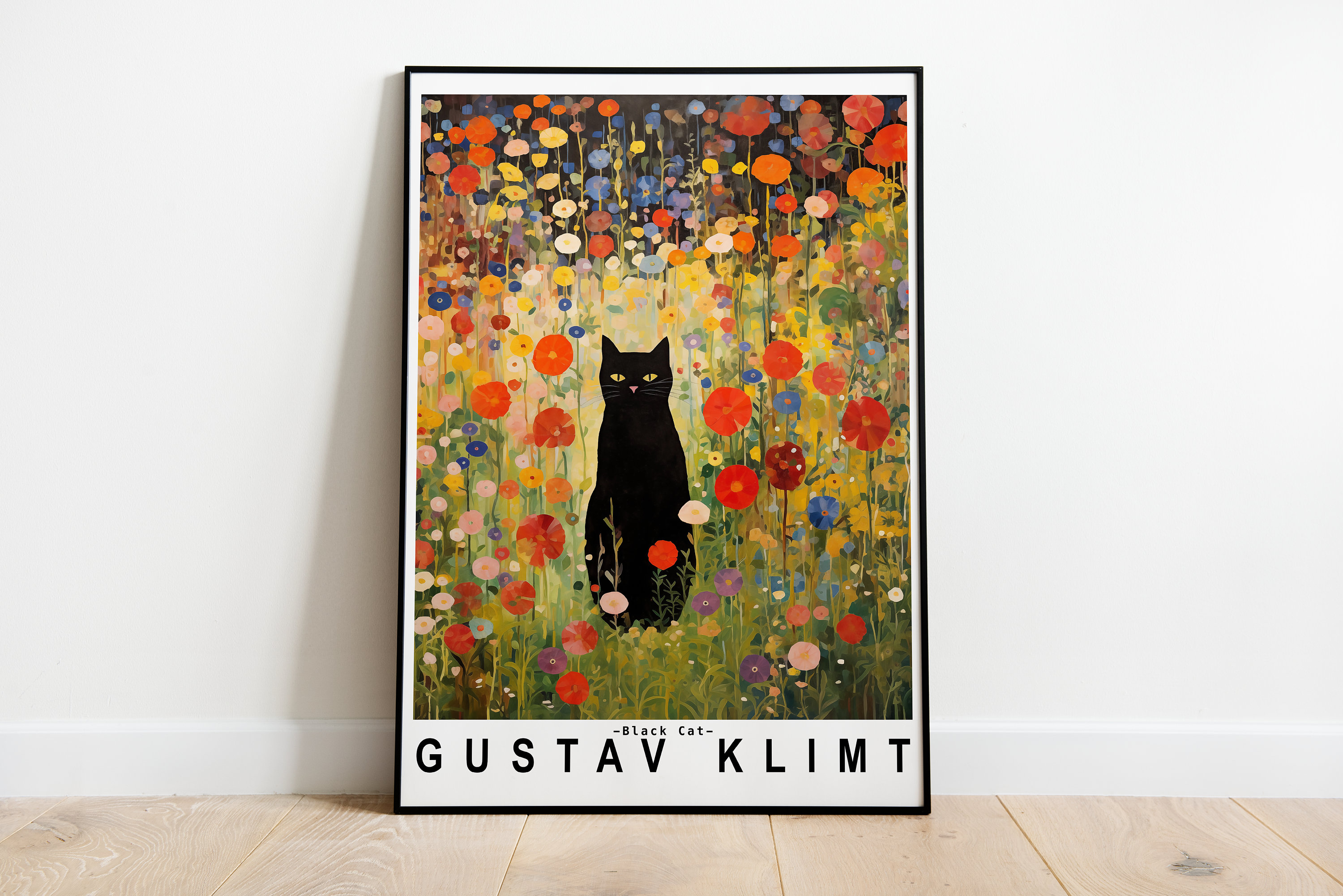 Gustav Klimt Garden Cat Print,black Cat Art,stylish Poster Print for Home Decoration, Klimt ...