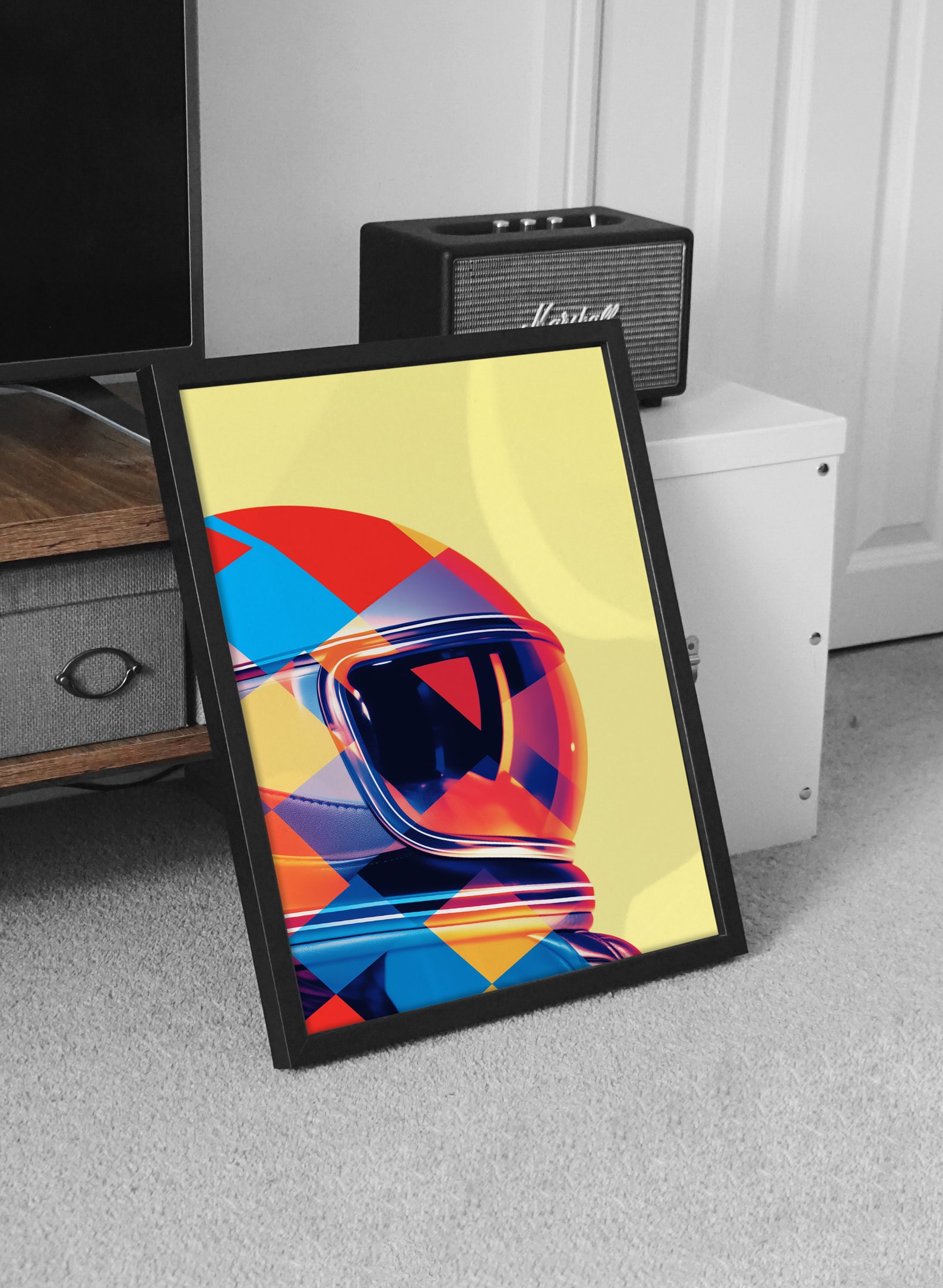 Motorcycle Helmet Poster, Andy Warhol Style Artwork, Gift for Biker ...