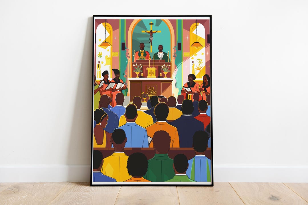Christ Church Poster, Christian Art, Follow Jesus Art, African American ...
