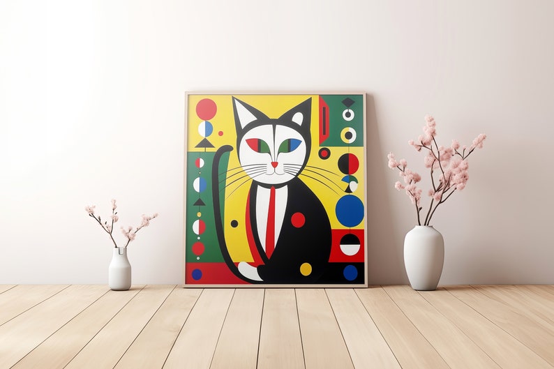 Joan Miro Style Black Cat, Miro Paint, Black Cat Print, Gift for Him ...