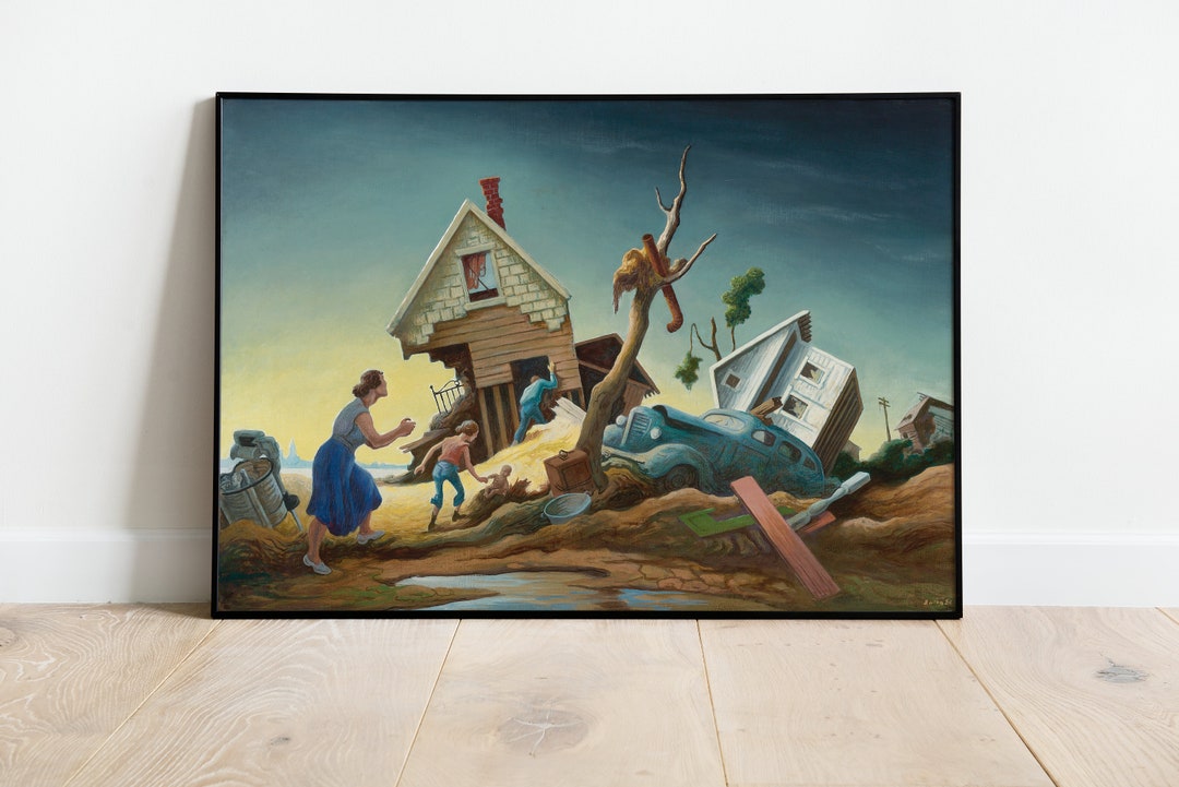 Thomas Hart Benton Original, Flood Disaster, Exhibition Art, Social ...