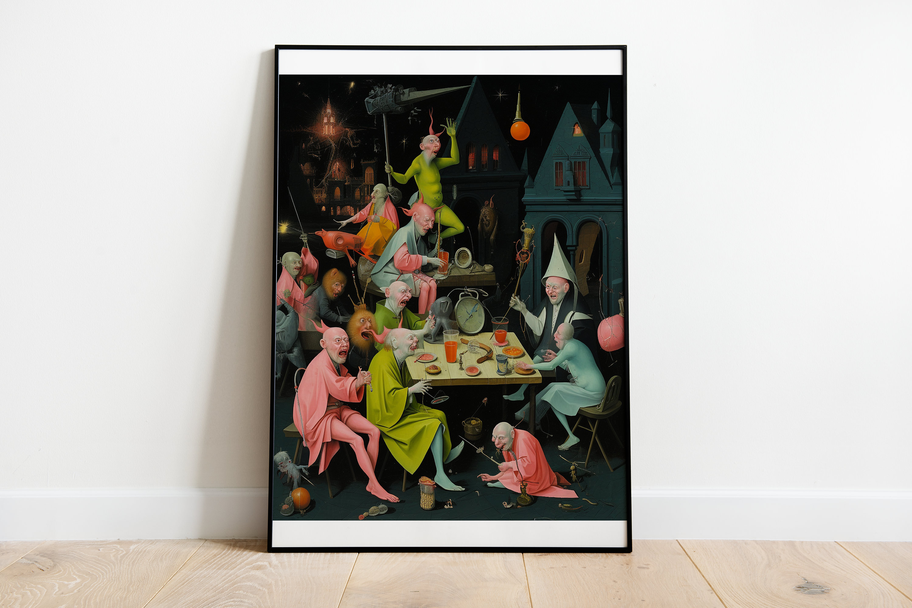 Surreal Drunk People Art Poster, Hieronymus Bosch Style, Weird ...