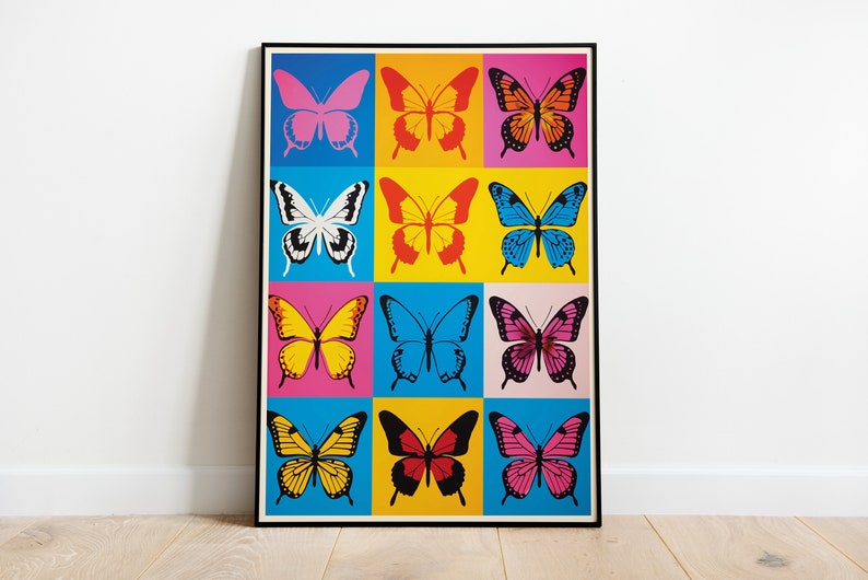 Butterfly Pop Art, Andy Warhol Style Poster, Butterflies, Butterfly ...