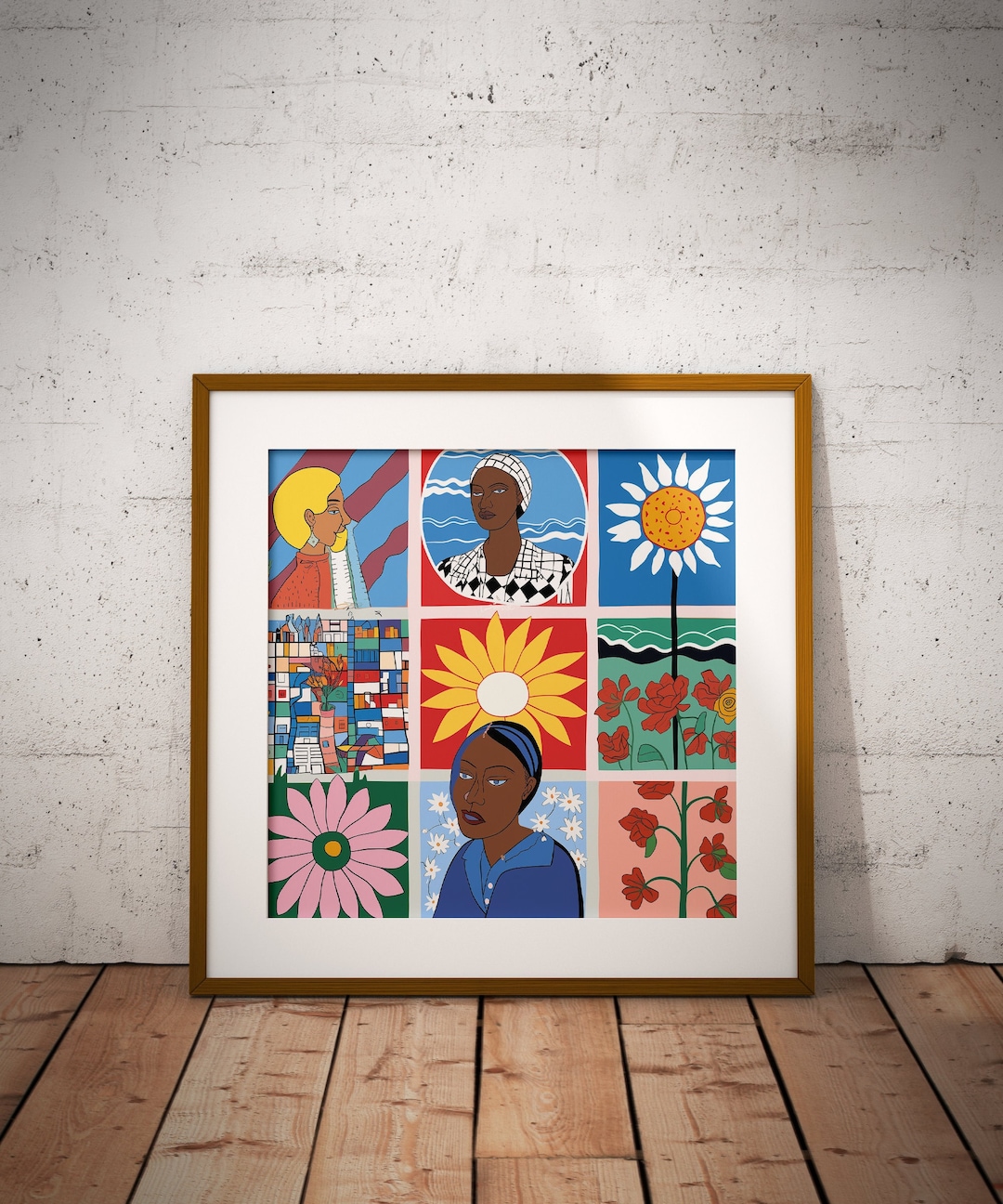 Faith Ringgold Style Poster, Feminist Art, Daisies Print, Social ...