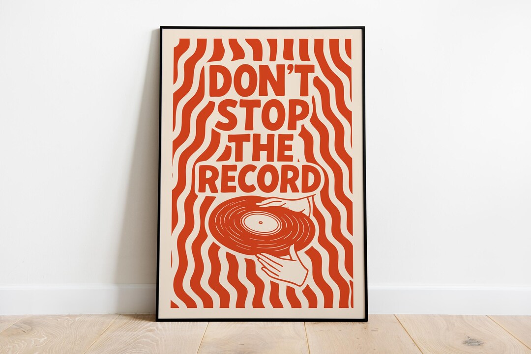 Retro Vinyl Record Poster, Dont Stop the Record Music Print, Vintage ...