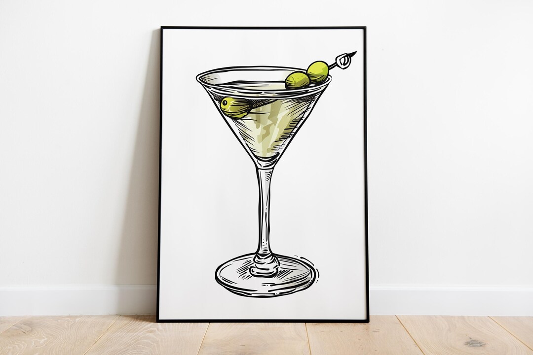 Martini Glass Poster: Minimalist Bar Corner Art - Etsy
