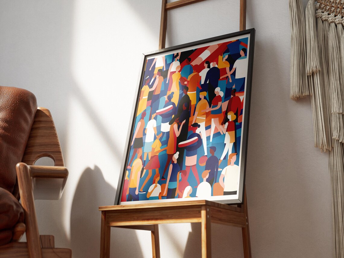 Abstract Illustration Poster, Vibrant Colors, Maximalist Home Decor ...