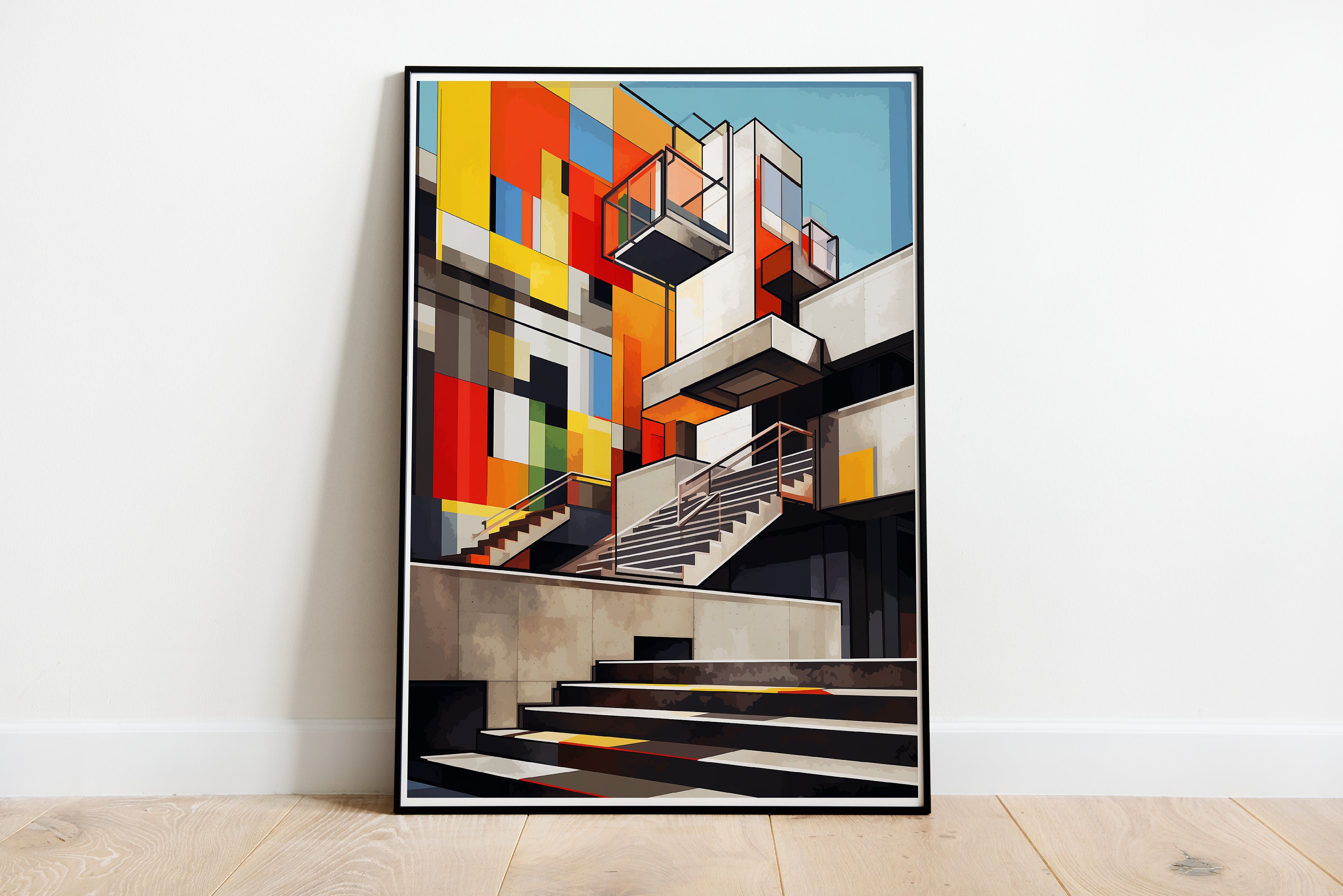 Brutalism, Brutalist Art, Brutalist Architecture , Colorful Prints, Abstract Brutalist Poster ...