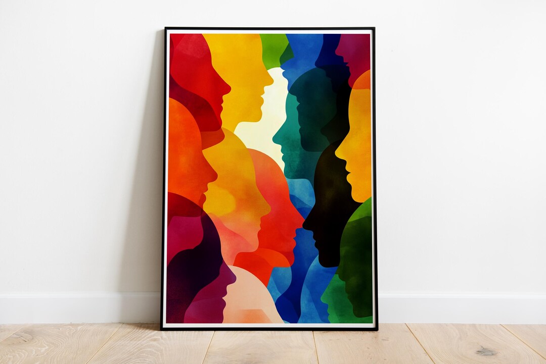 Abstract Faces Wall Art, Human Silhouettes Poster, Expressionist ...