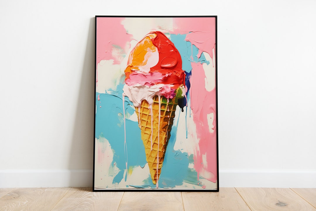 Ice Cream Poster, Food Poster, Ice Cream Art, Oil Painting Poster ...