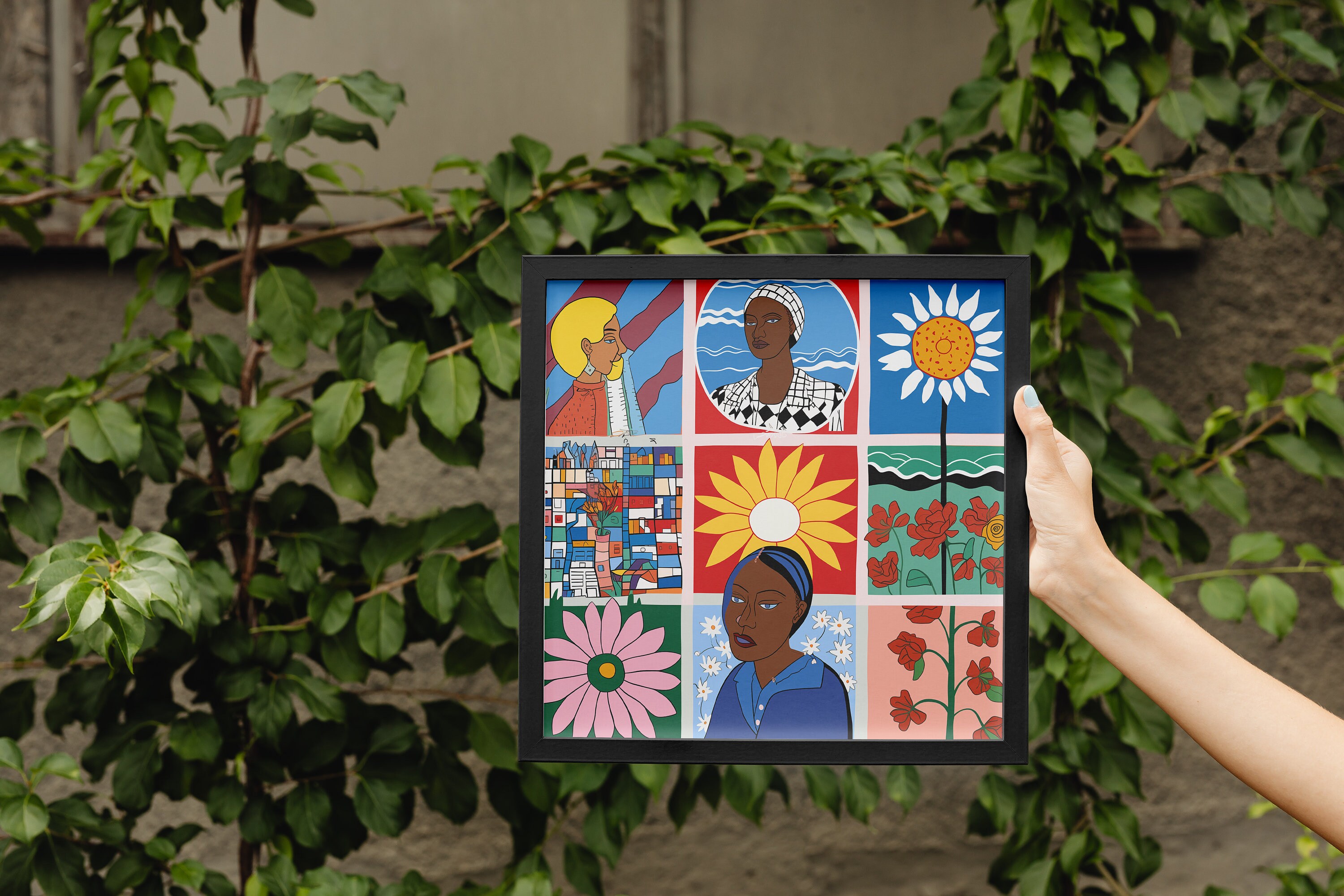 Faith Ringgold Style Poster, Feminist Art, Daisies Print, Social ...