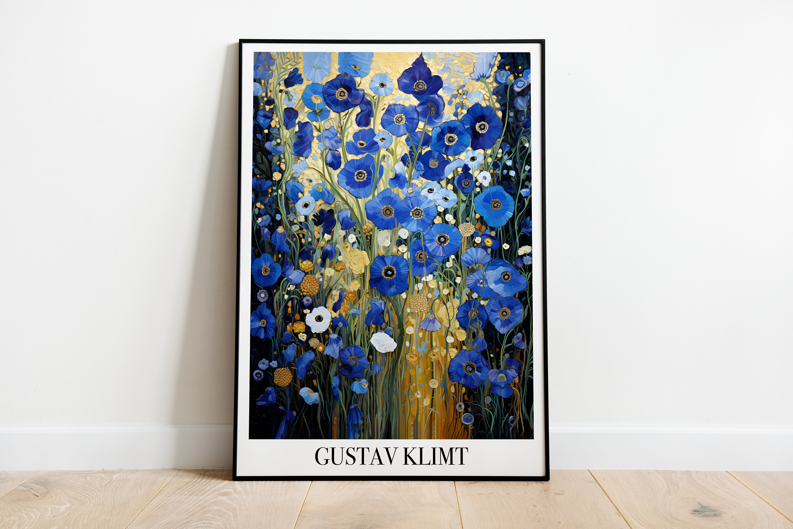 Gustave Klimt Art, Blue Flower Poster, Botanical Wall Art, Klimt ...