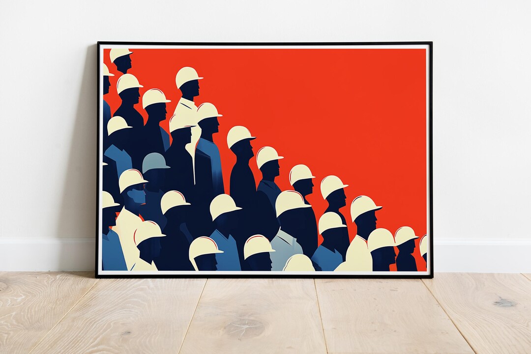 Factory Workers Poster, Flat Illustration, Graphic Design Poster Art ...