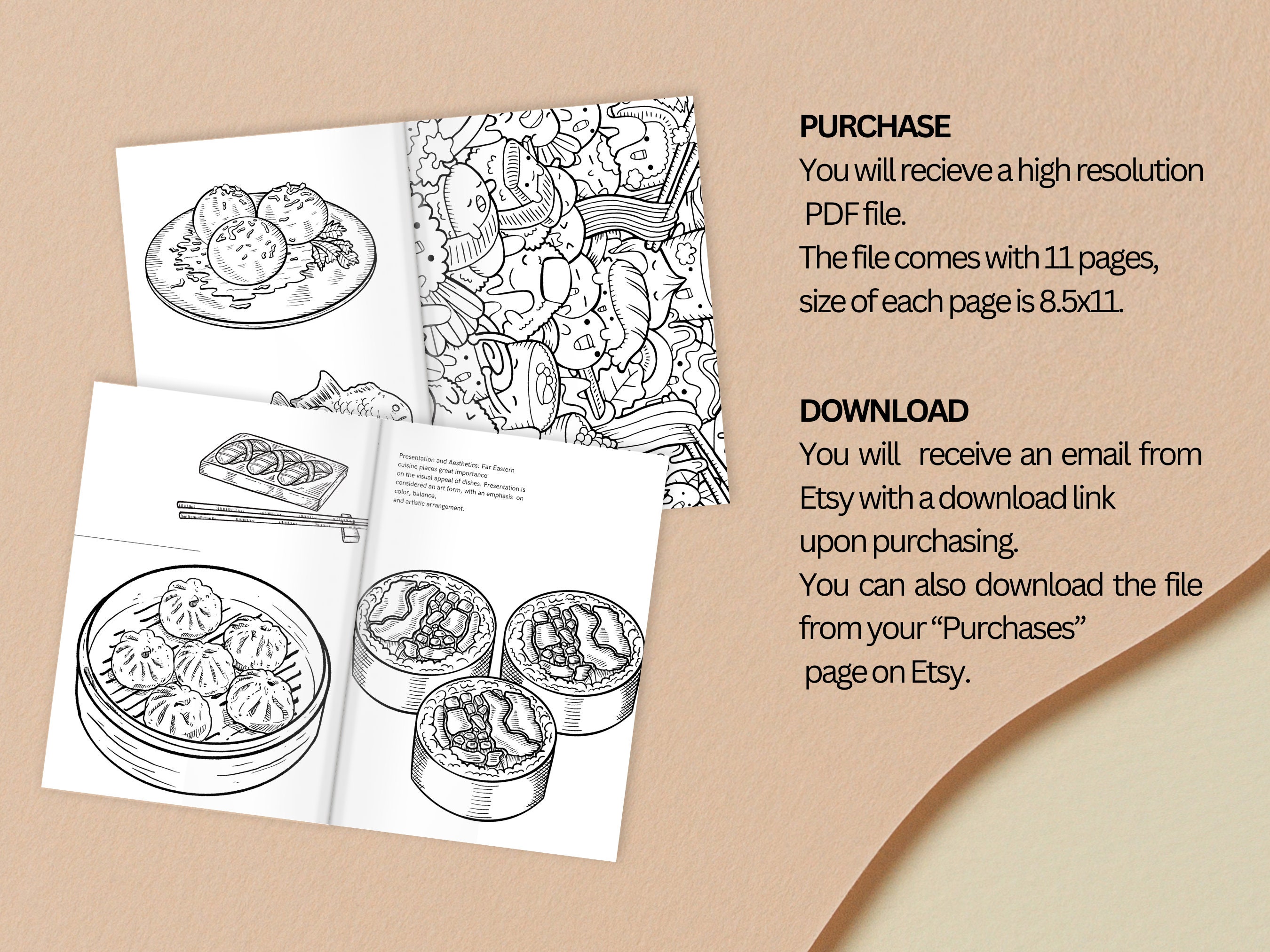 Food Coloring Pages for Adult Printable Coloring Book Culinary Lover ...