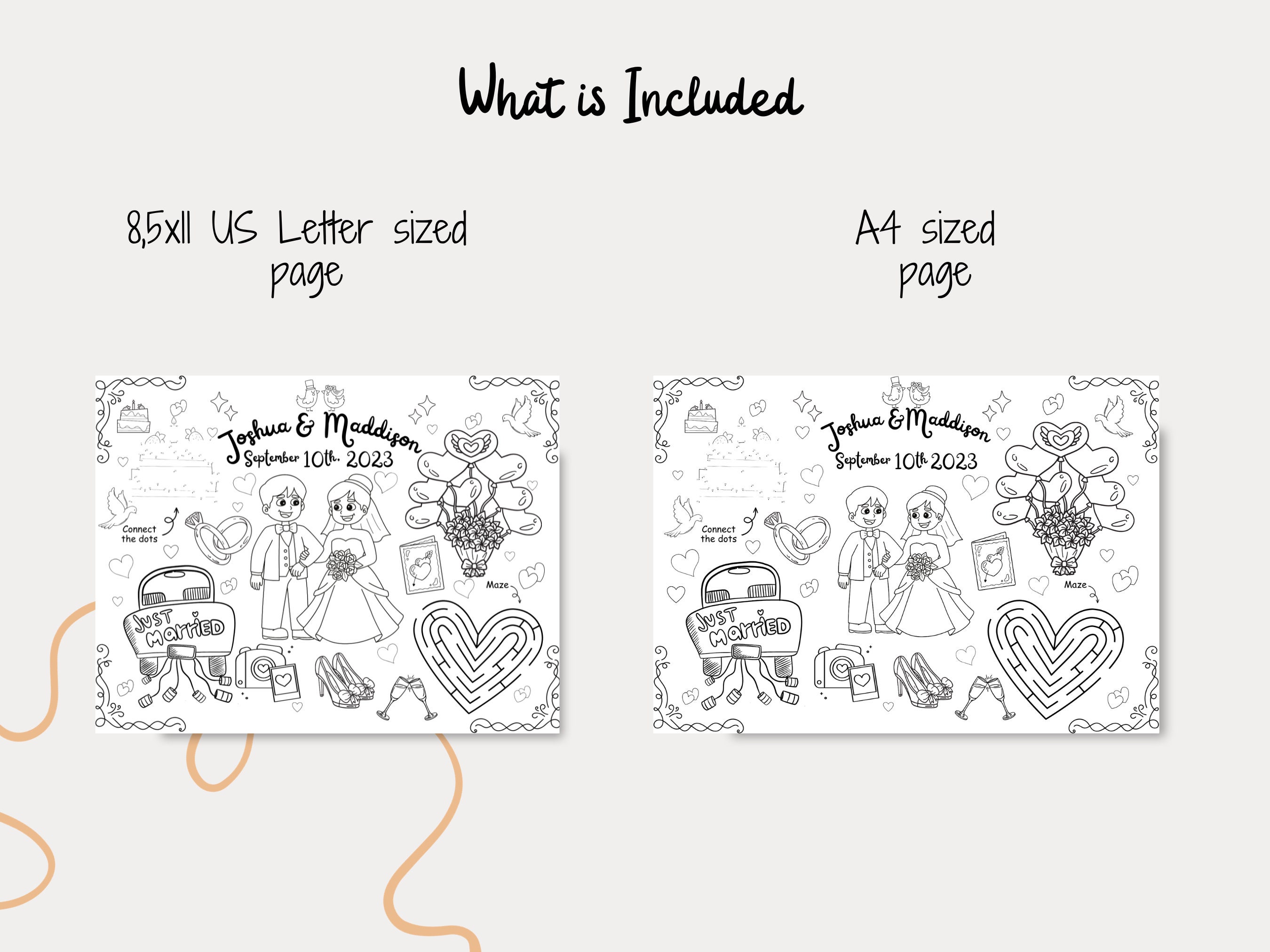 Wedding Coloring Placemat for Kids Wedding Activity Book Printable ...