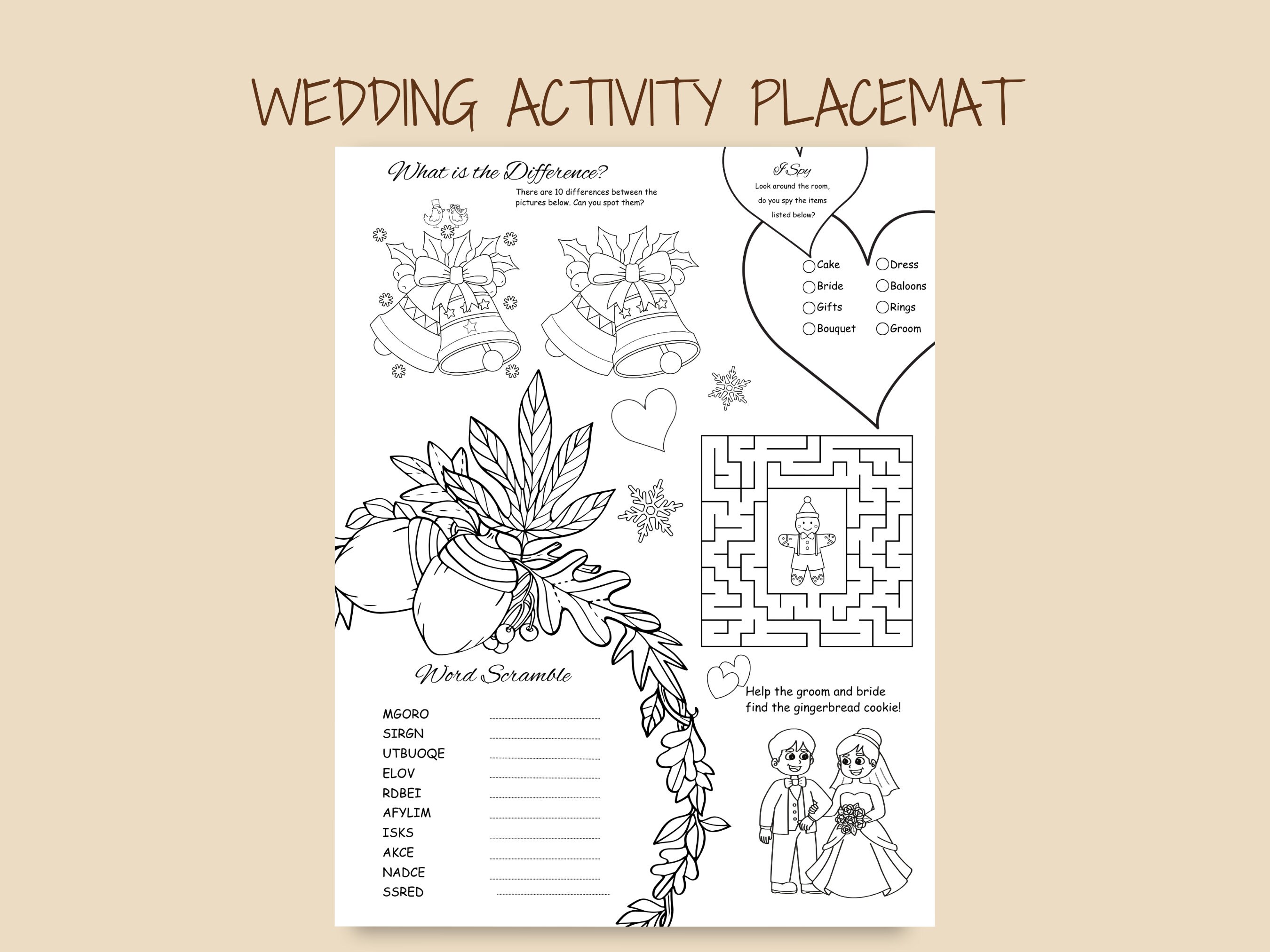 Wedding Coloring Page for Kids Wedding Activity Book Printable Wedding ...