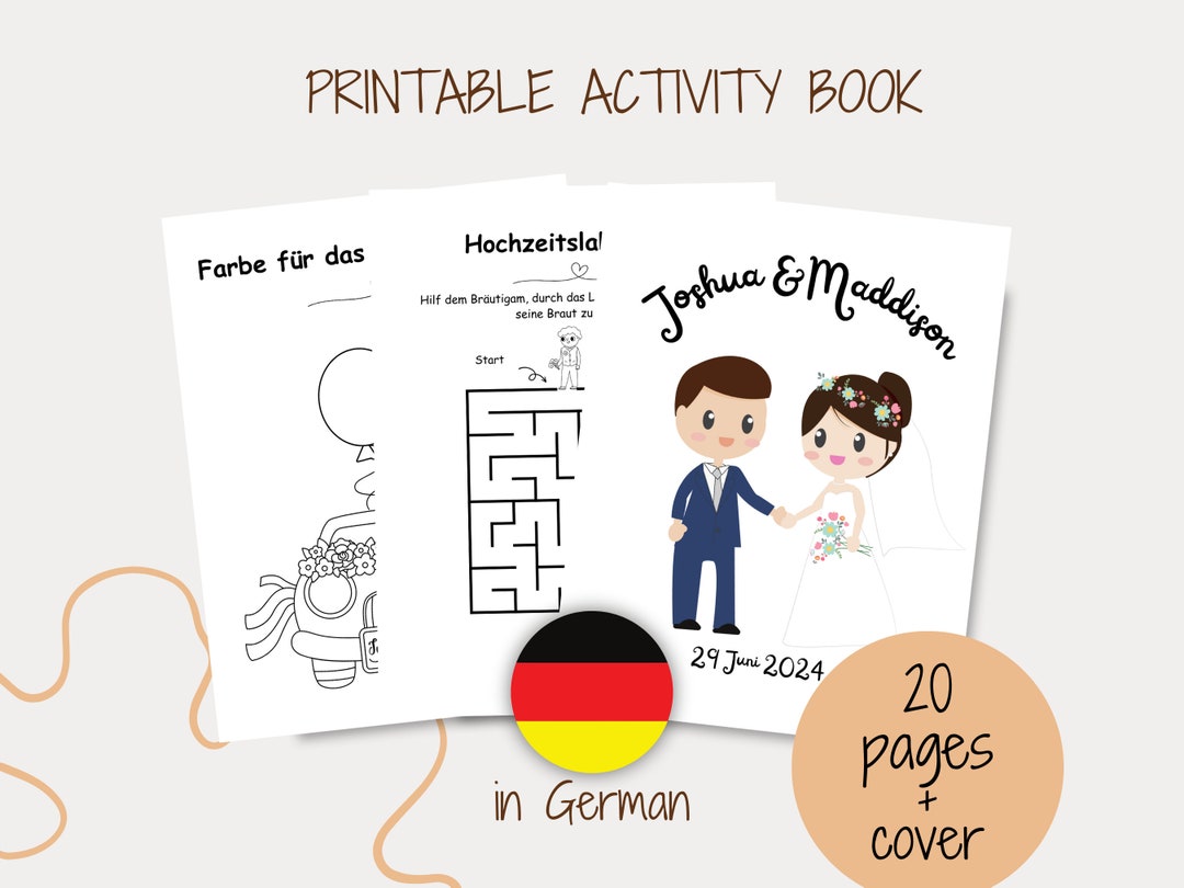 German Wedding Coloring Book for Kids Wedding Activity Pack for Kids ...