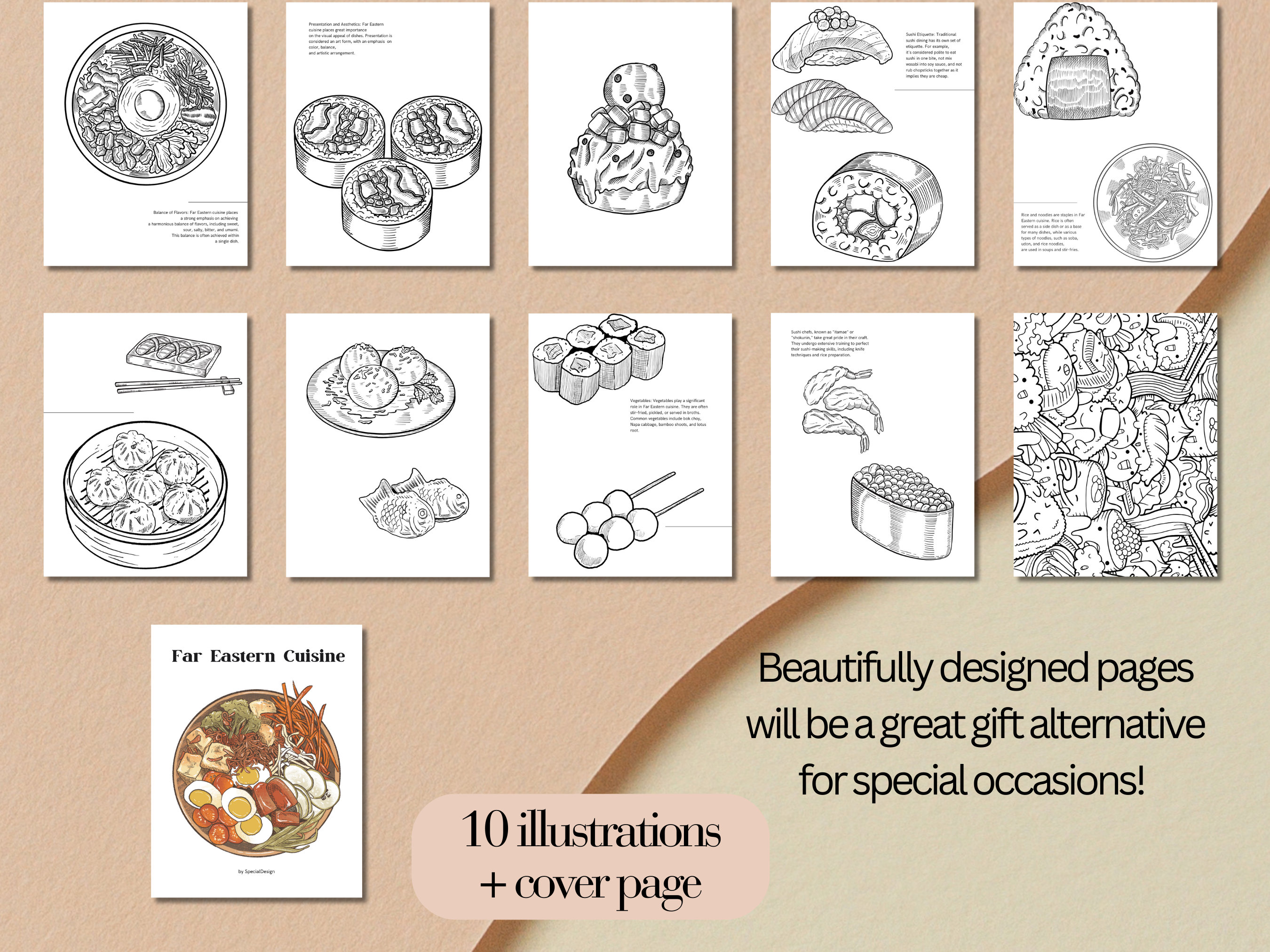 Food Coloring Pages for Adult Printable Coloring Book Culinary Lover ...