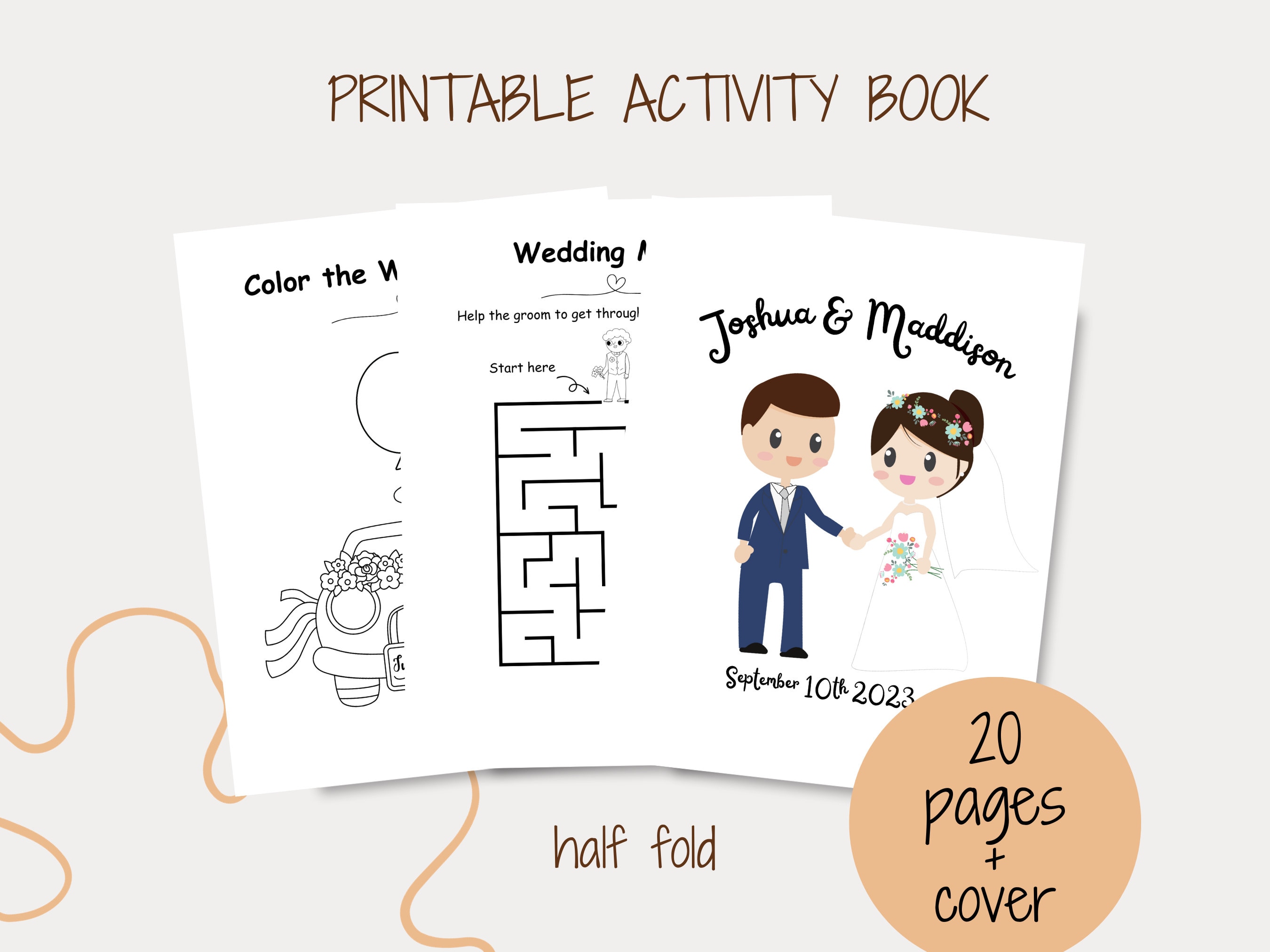 Wedding Coloring Book Kids Wedding Activity Book Custom Coloring Book ...