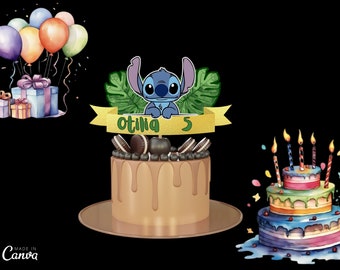 DIGITAL LILO Themed STITCH Themed Cake Topper Stitch Themed Digital ...